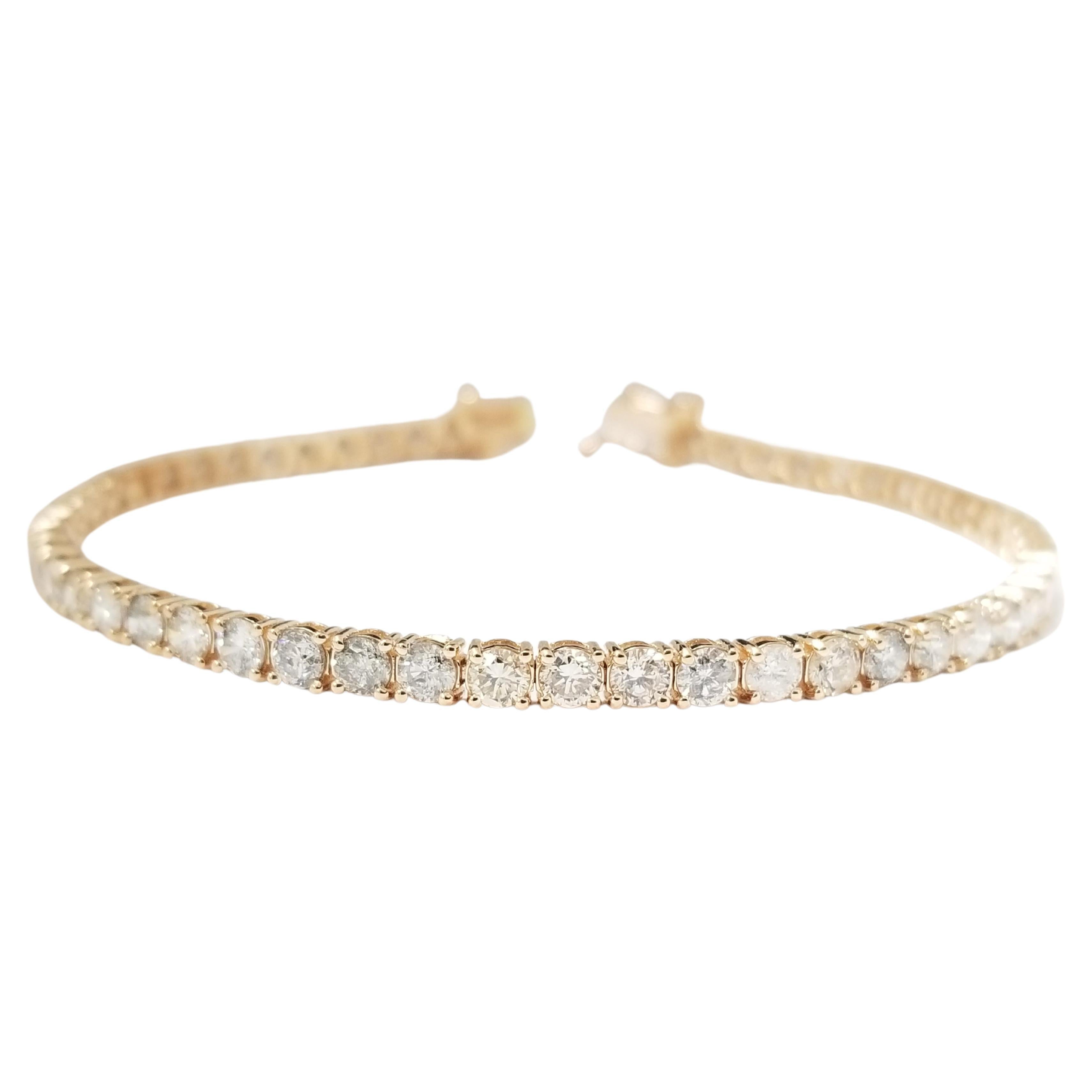 3.93 Carat Round Brilliant Cut Diamond Tennis Bracelet 14 Karat Rose Gold at 1stDibs