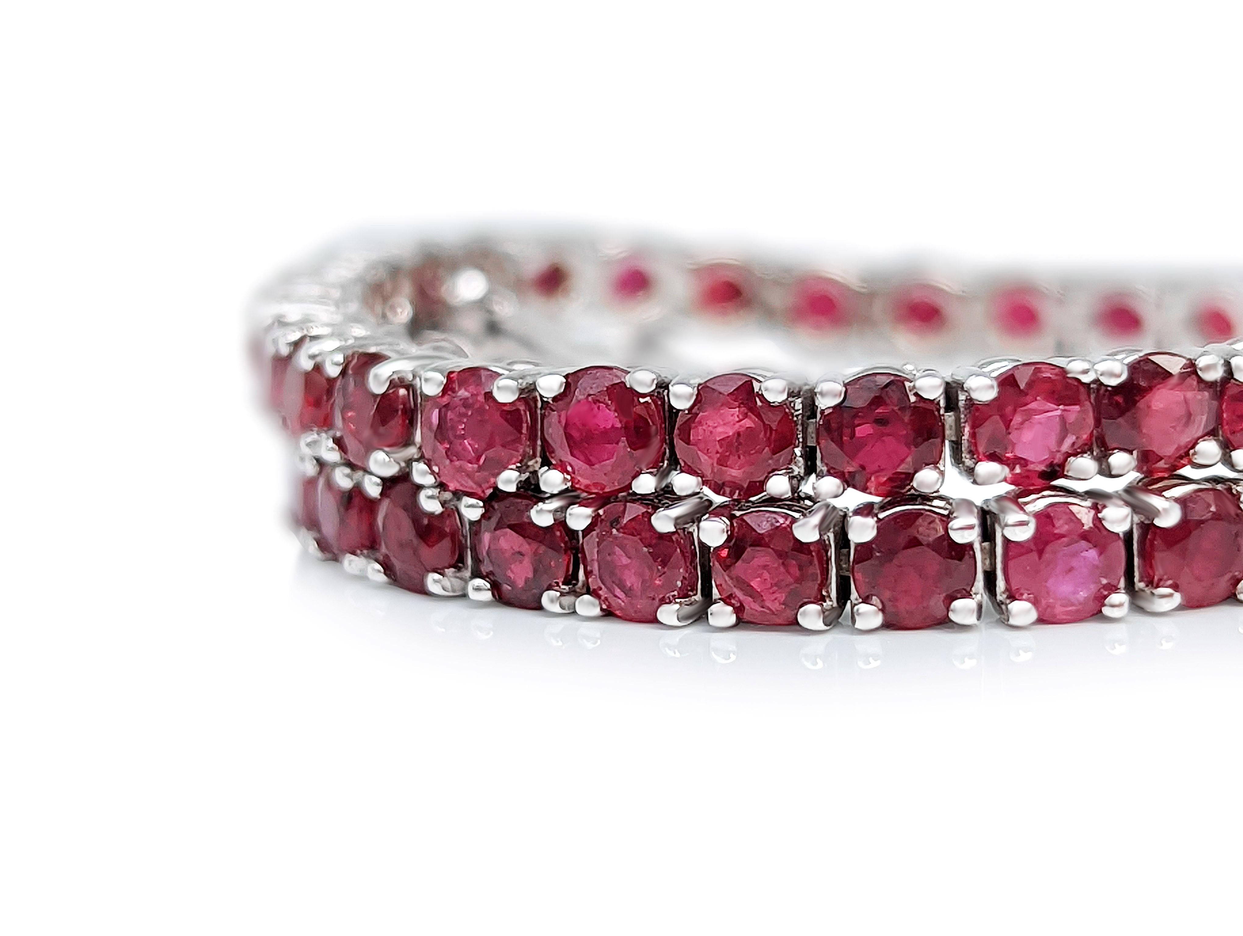 NO RESERVE - 5.47 Carat Natural Red Ruby Tennis, 14 Karat, White Gold ...