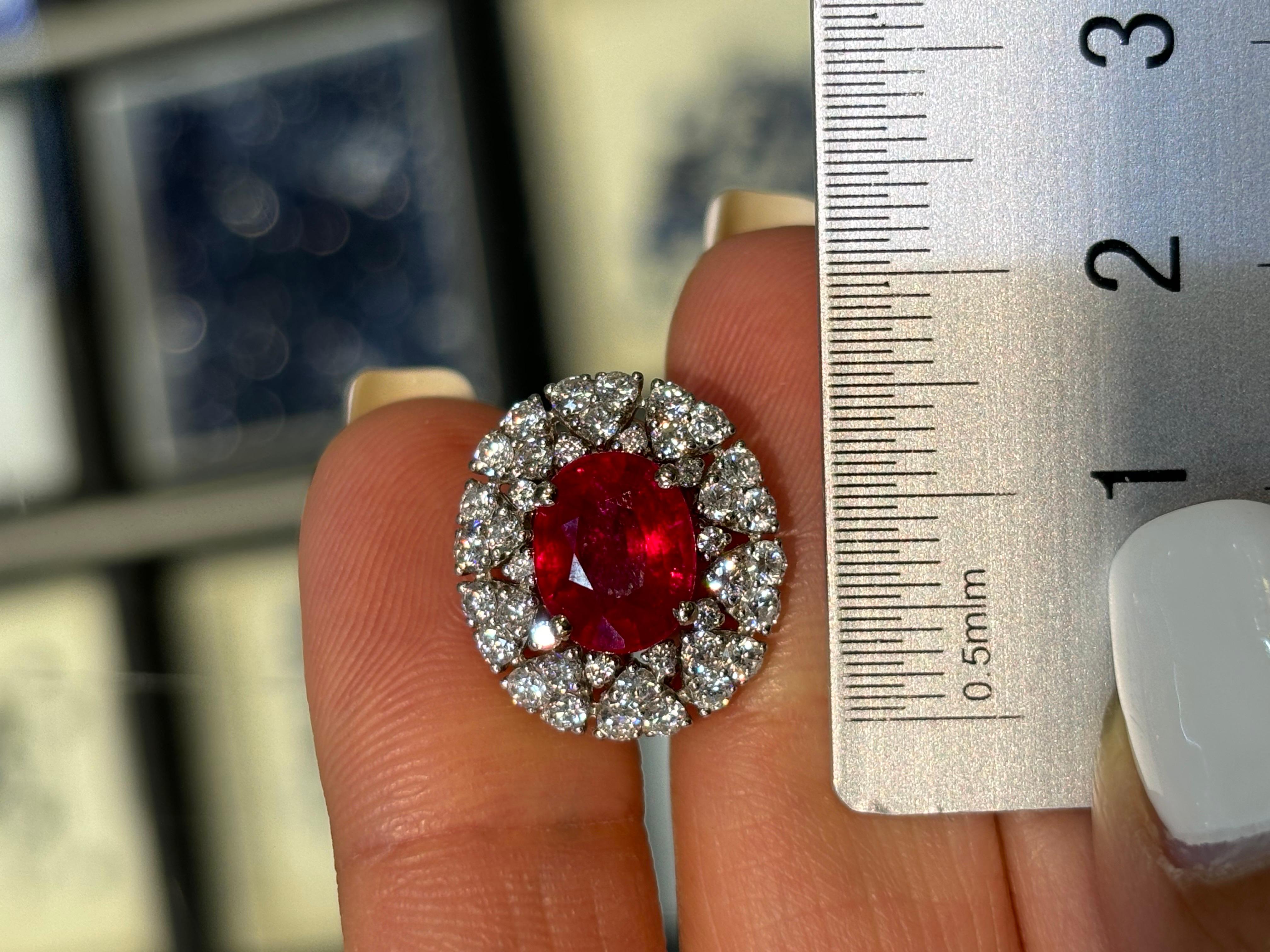 5.48 Carat Ruby and Diamond Studs For Sale at 1stDibs