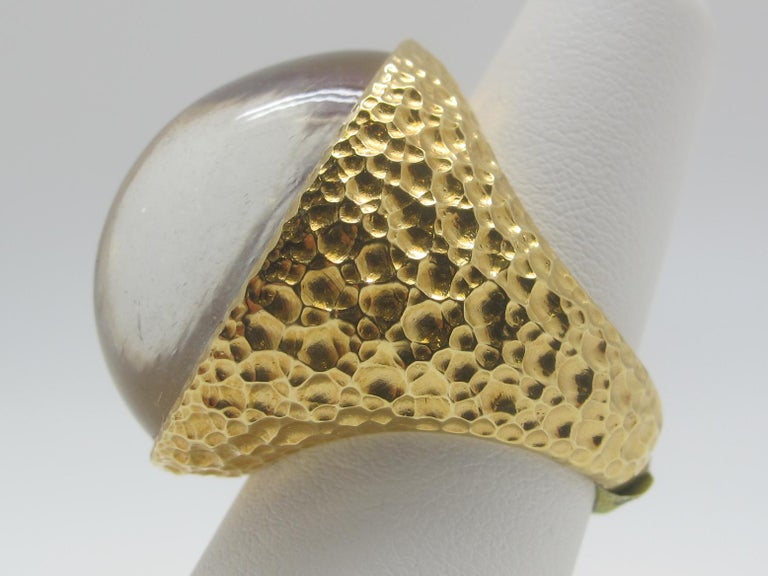 54.86 Carat Oval Moonstone Cabochon 18k Yellow Gold Stippled Band Dome ...