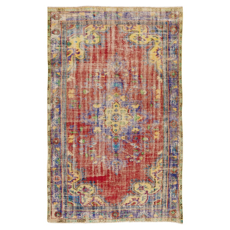 Handmade Shabby Chic Turkish Rug, Midcentury Medallion Design Carpet ...