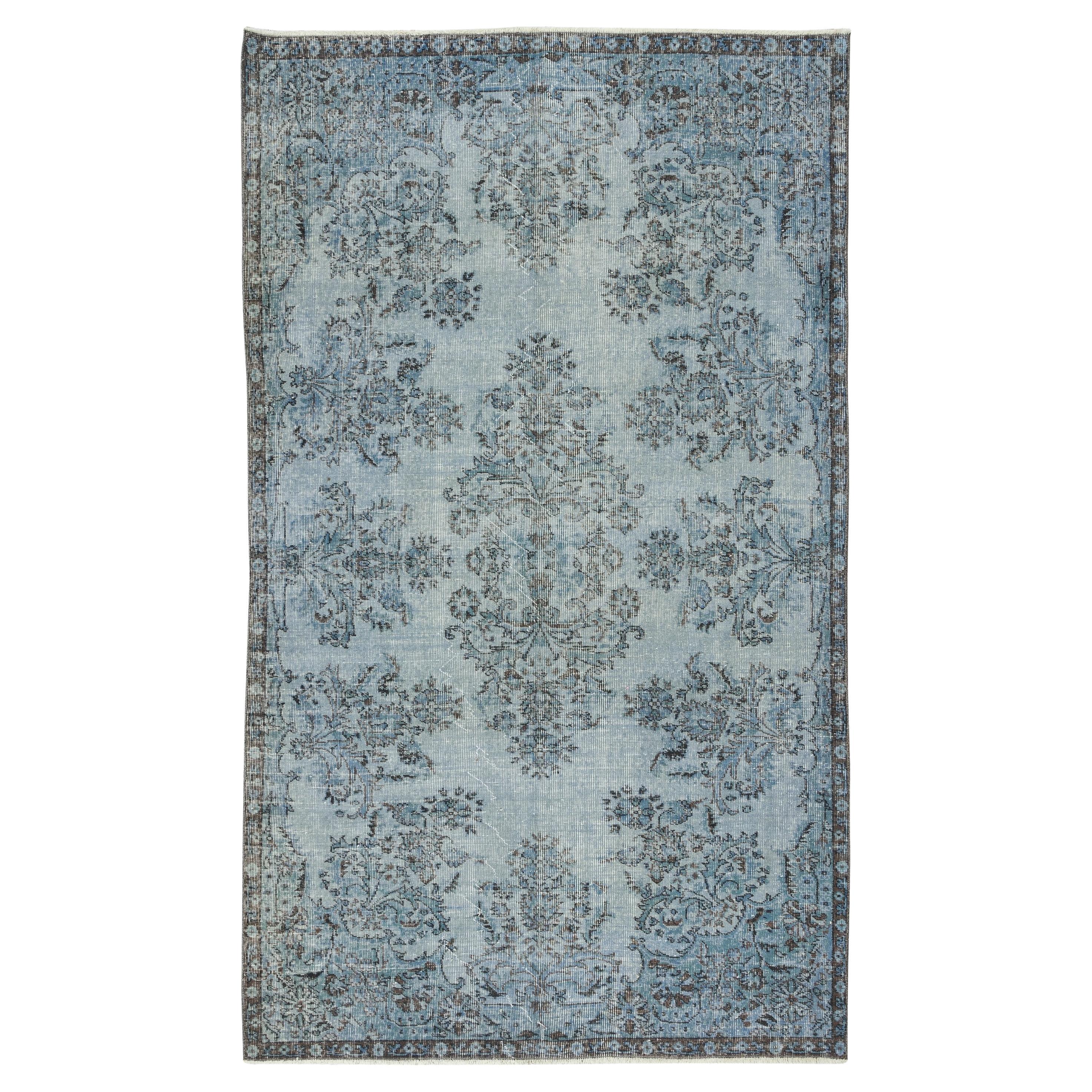 Large Modern Oushak Turkish Rug Over-Dyed in Blue Shades For Sale at ...