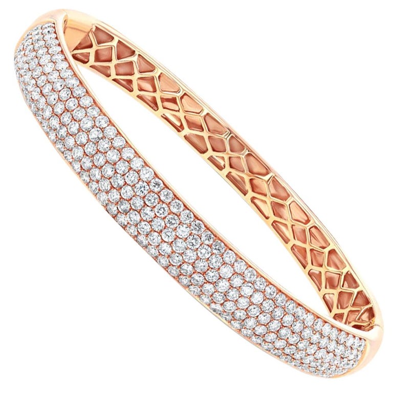 5.5 Carat Rose Gold Diamond Bangle For Sale at 1stDibs