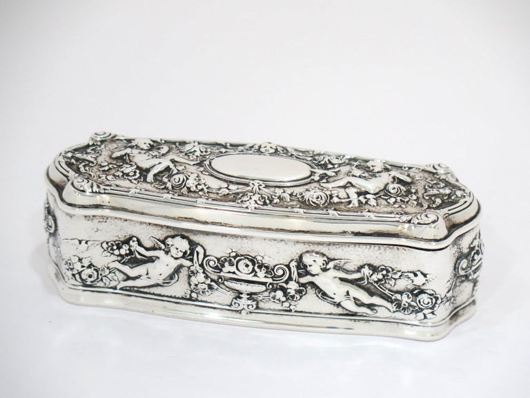 Sterling Silver Gorham Antique Cherubs Roses Box For Sale at 1stDibs