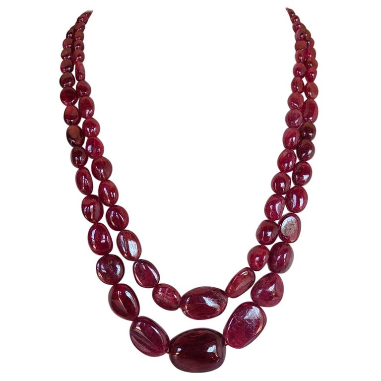 552 Carats, Natural Spinel Beaded 2-Strand Necklace at 1stDibs