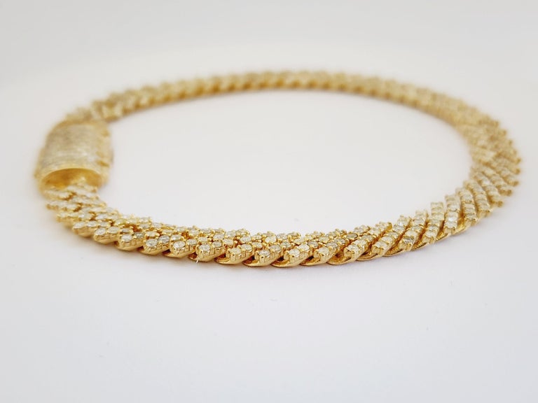 5.55 Carats Natural Diamond Cuban Bracelet Solid 14 Karat Yellow Gold ...