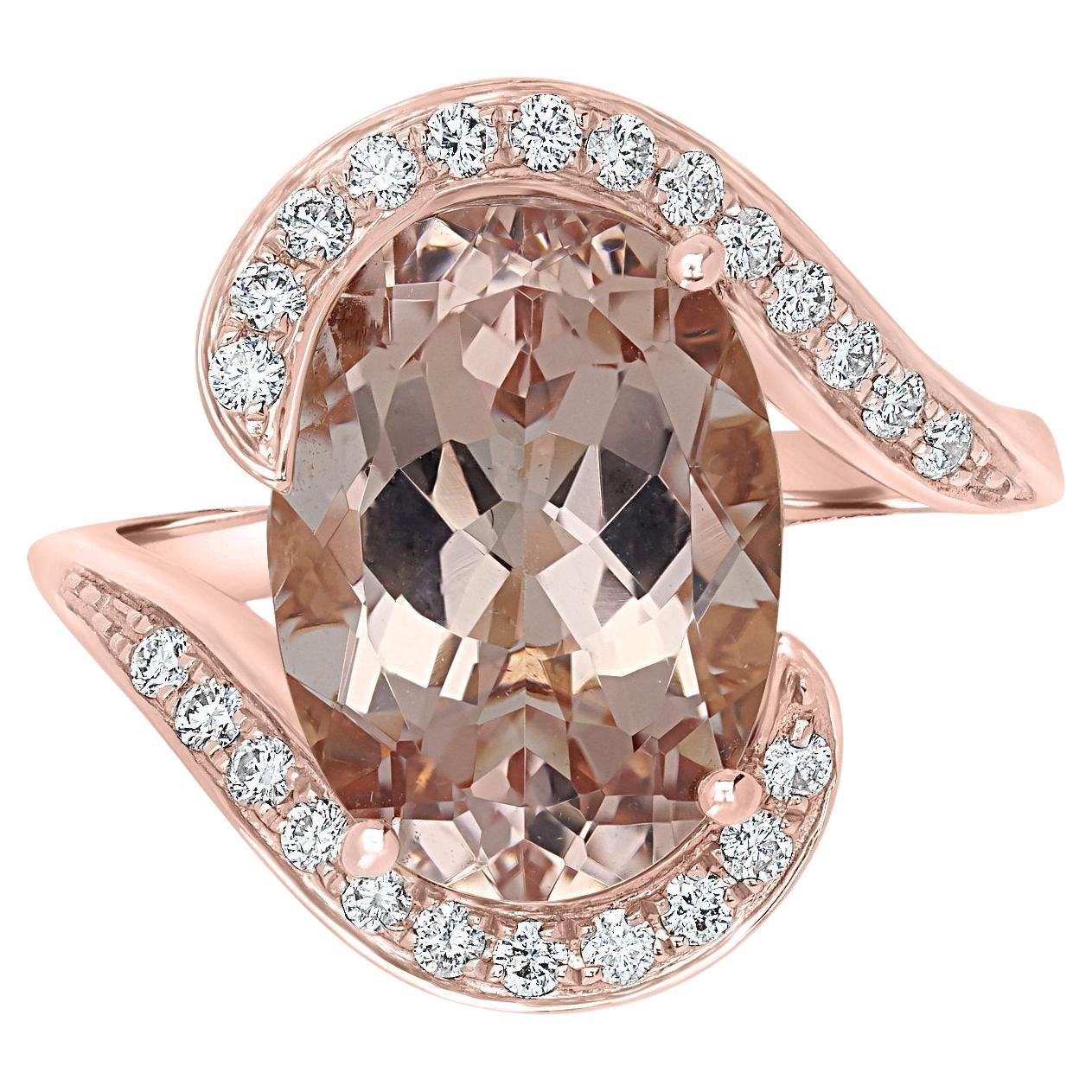 2.08 Morganite Rings with 0.07tct Diamond Set in 14K Rose Gold For Sale ...