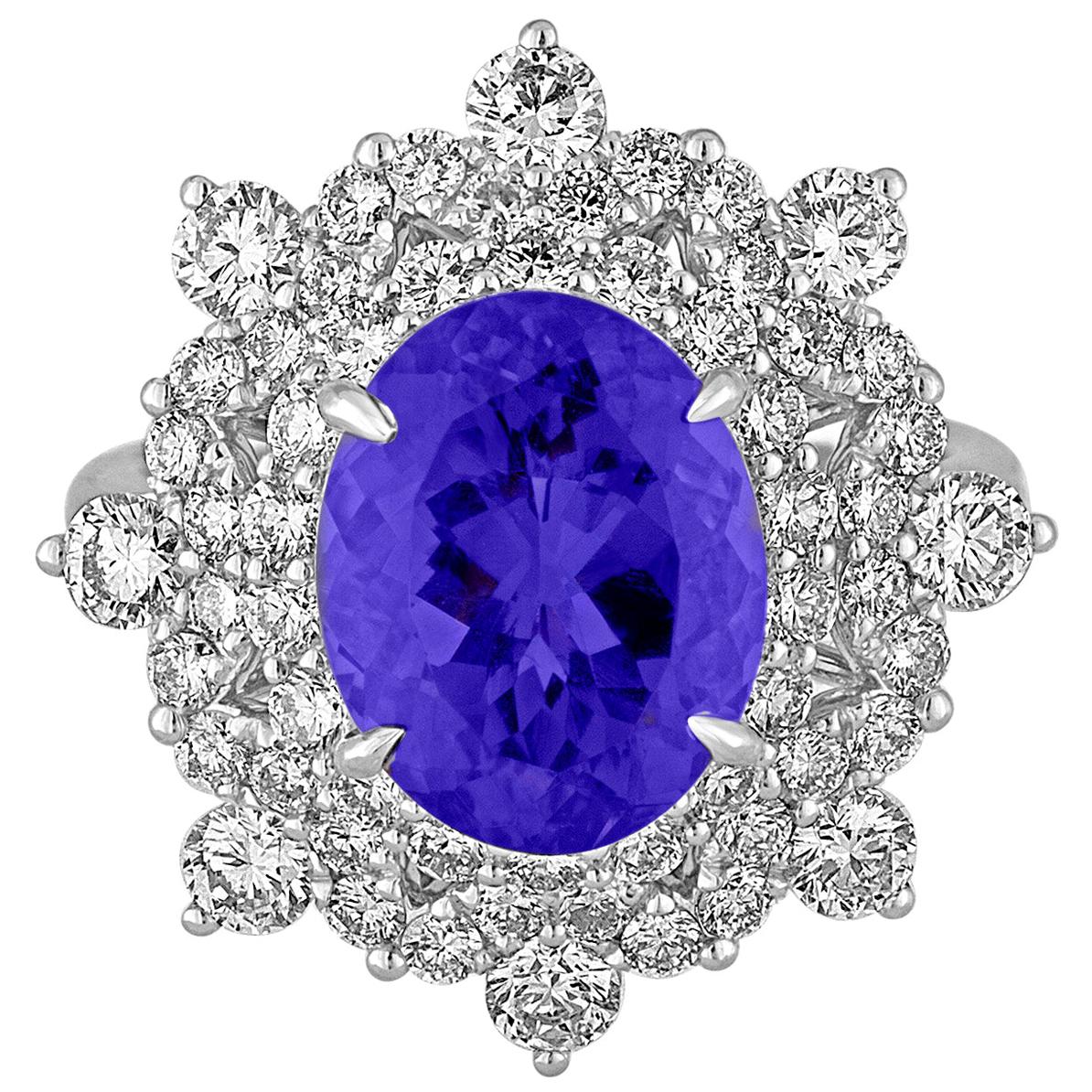 Tanzanite Oval and Diamond Gold Spiral Cocktail Fashion Ring at 1stDibs ...