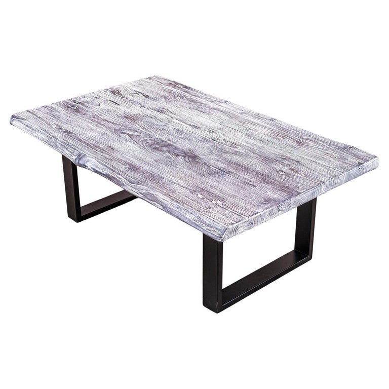 Teak Plank Live Edge Top Sandblasted Weathered For Sale at 1stDibs