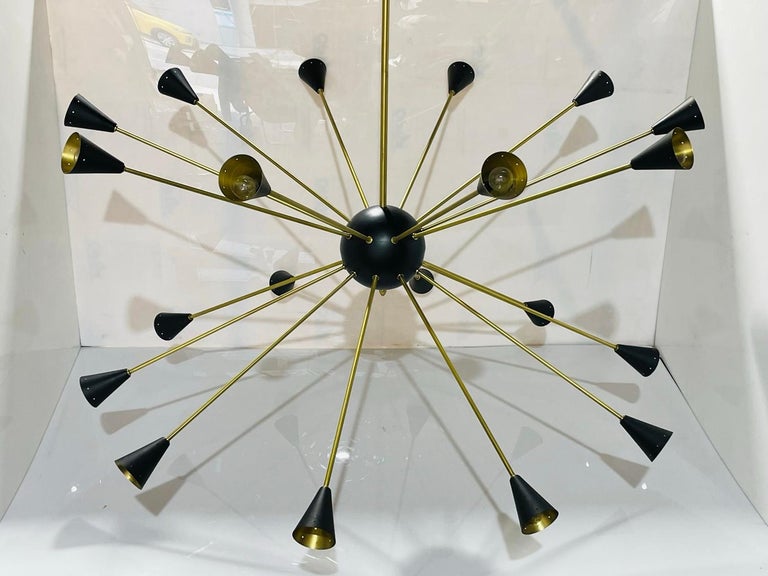 Sputnik Style Brass Chandelier For Sale at 1stDibs