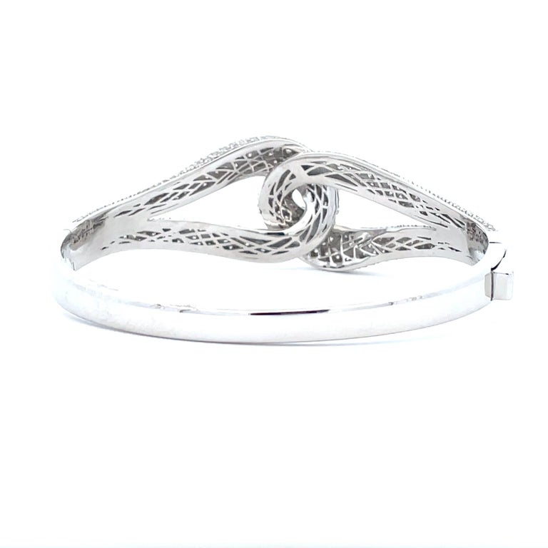 5.65 Carat Diamond Cluster Knot Bangle in 14k Gold For Sale at 1stDibs