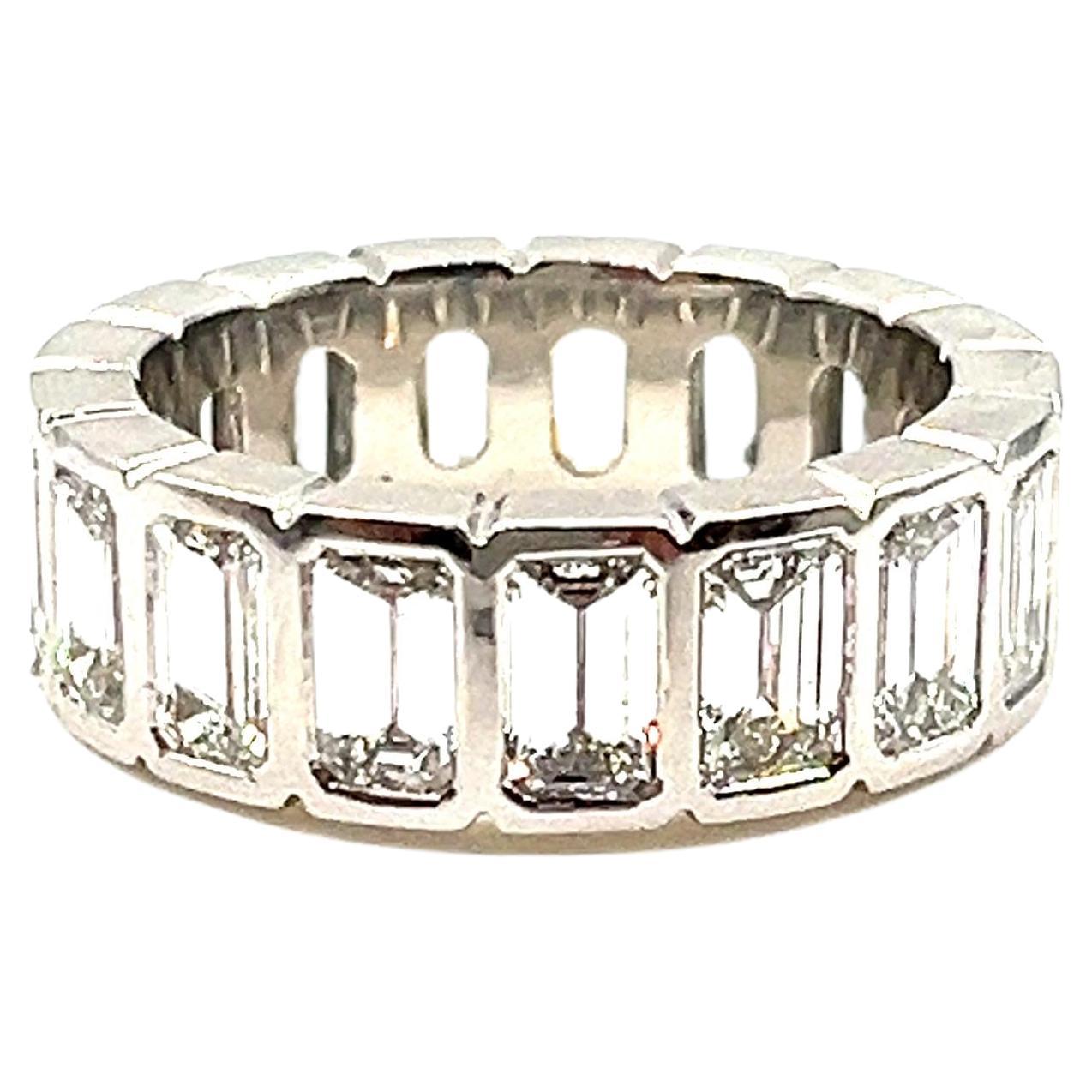 5.72 ct Emerald Cut Bezel Set Diamond Eternity Ring For Sale at 1stDibs