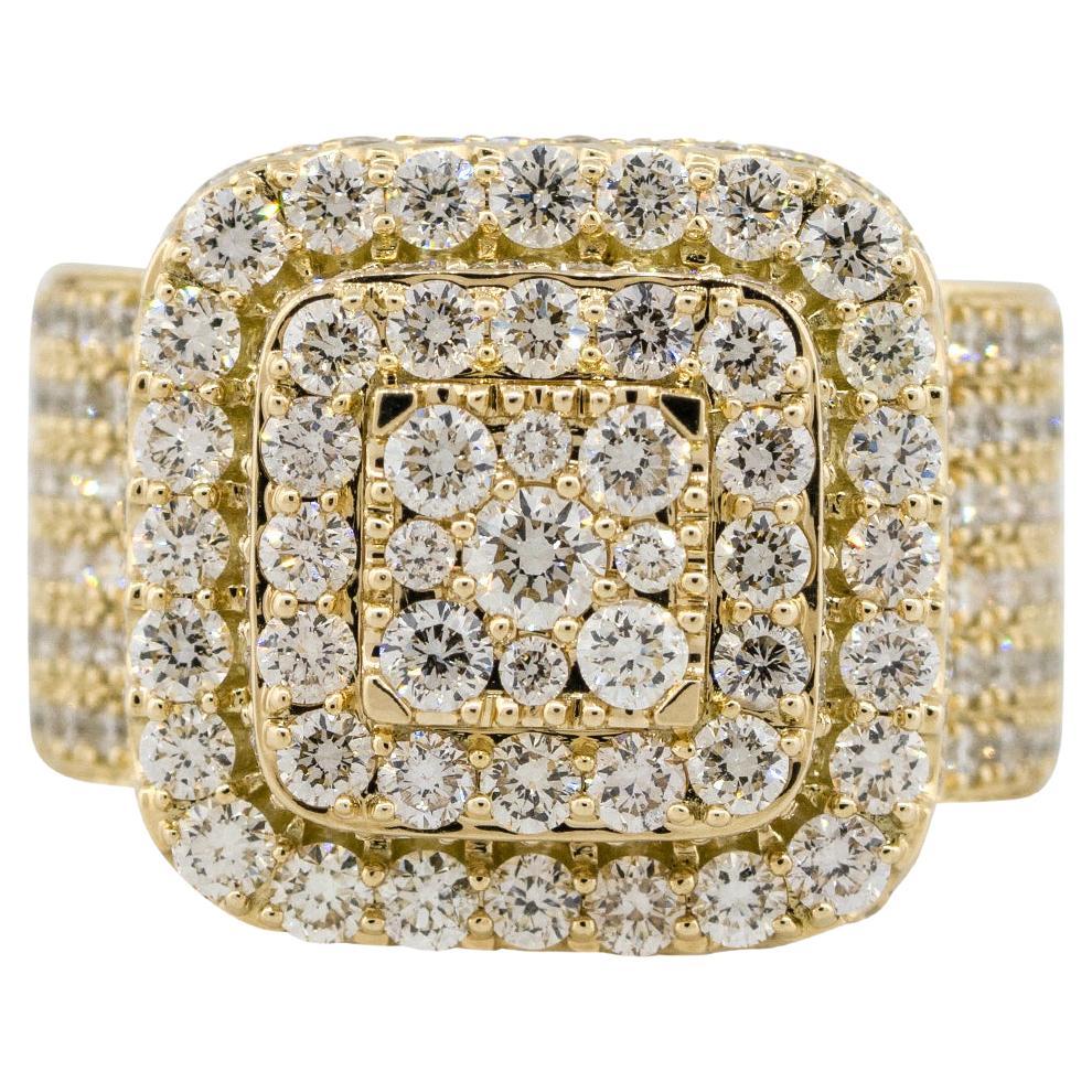 Customizable 6.20 Carat Diamond Pave Square Shaped Mens Ring 14 Karat ...