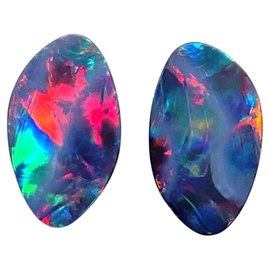 16.92 Carats Australian Opal Pair Red blue green multiple play of color ...