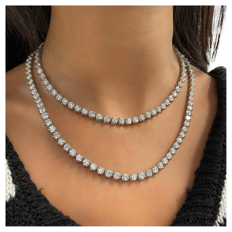 57.52 Ct Round Diamond Opera Necklace For Sale at 1stDibs