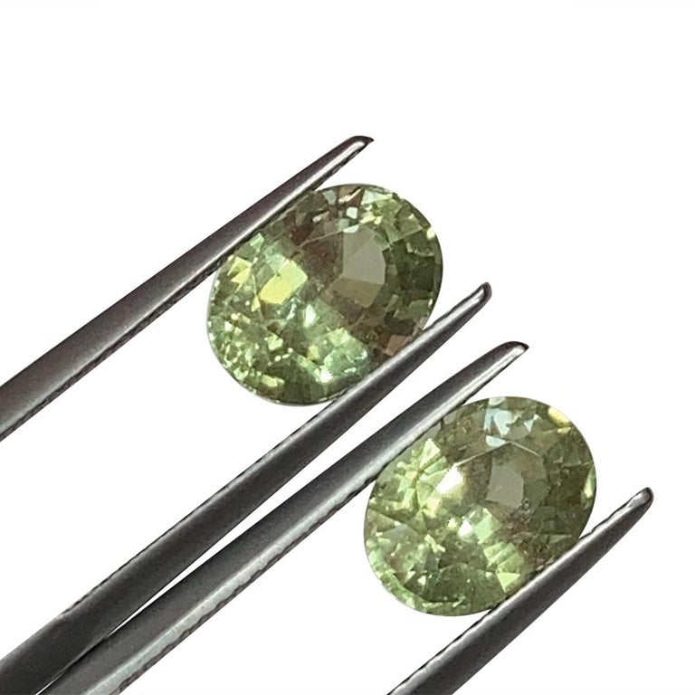 5.79ct Pair Oval Mint Green Garnet from Merelani, Tanzania For Sale at ...