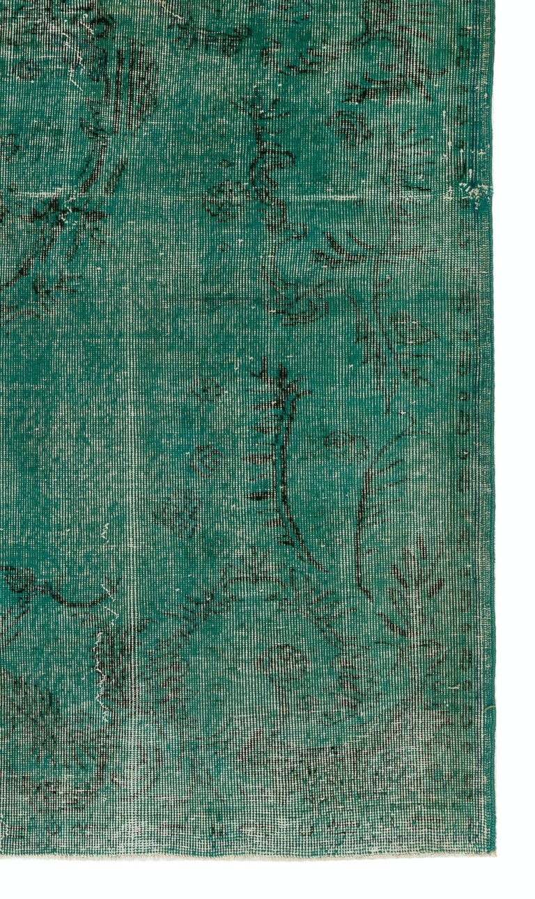 6x9 Teal Color OverDyed Distressed Vintage Rug. Wool Carpet for Modern ...