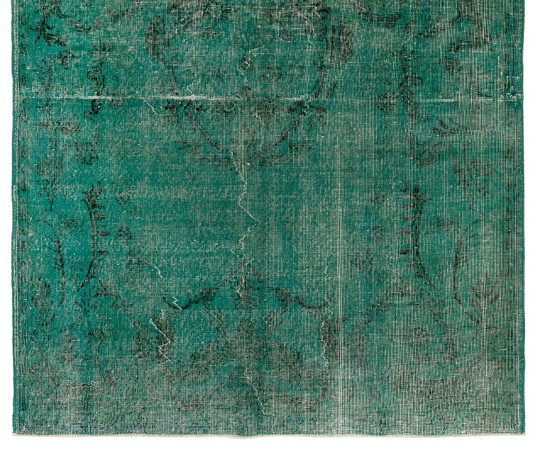 6x9 Teal Color OverDyed Distressed Vintage Rug. Wool Carpet for Modern ...