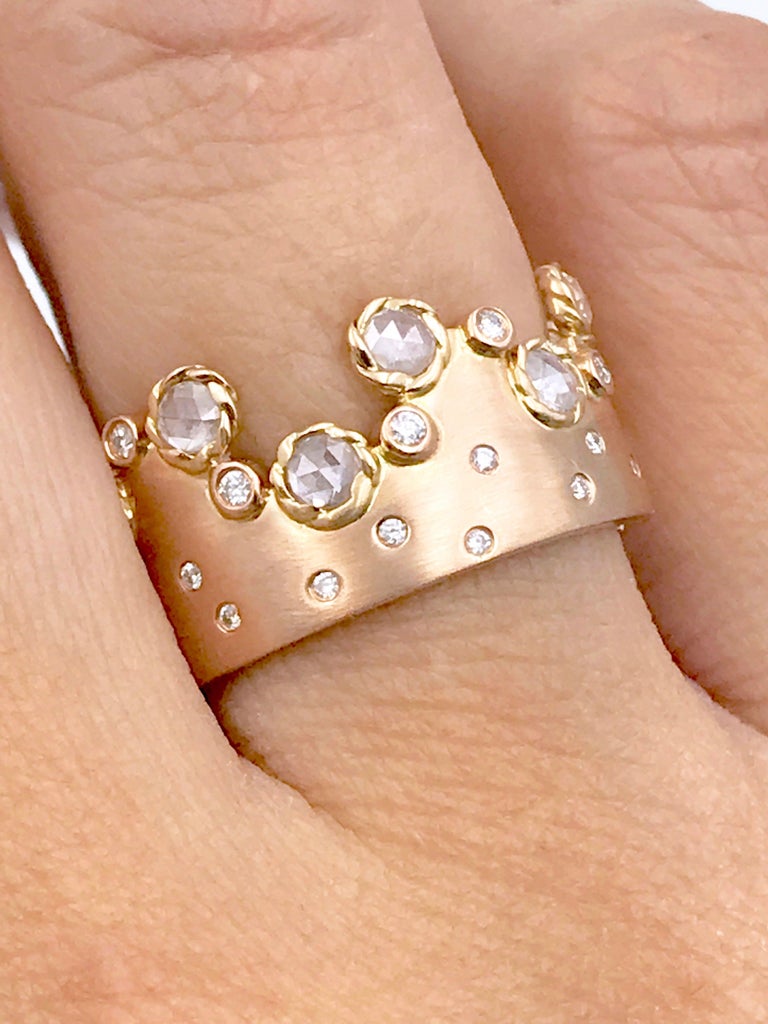 Customizable 5.8 Gram 0.843 Carat 14 Karat Rose Gold Rose Cut Diamond ...