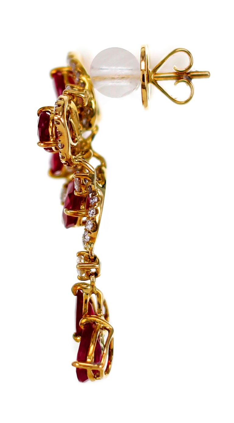5.80 Carat Crimson Ruby Diamond Cocktail Earring For Sale at 1stDibs