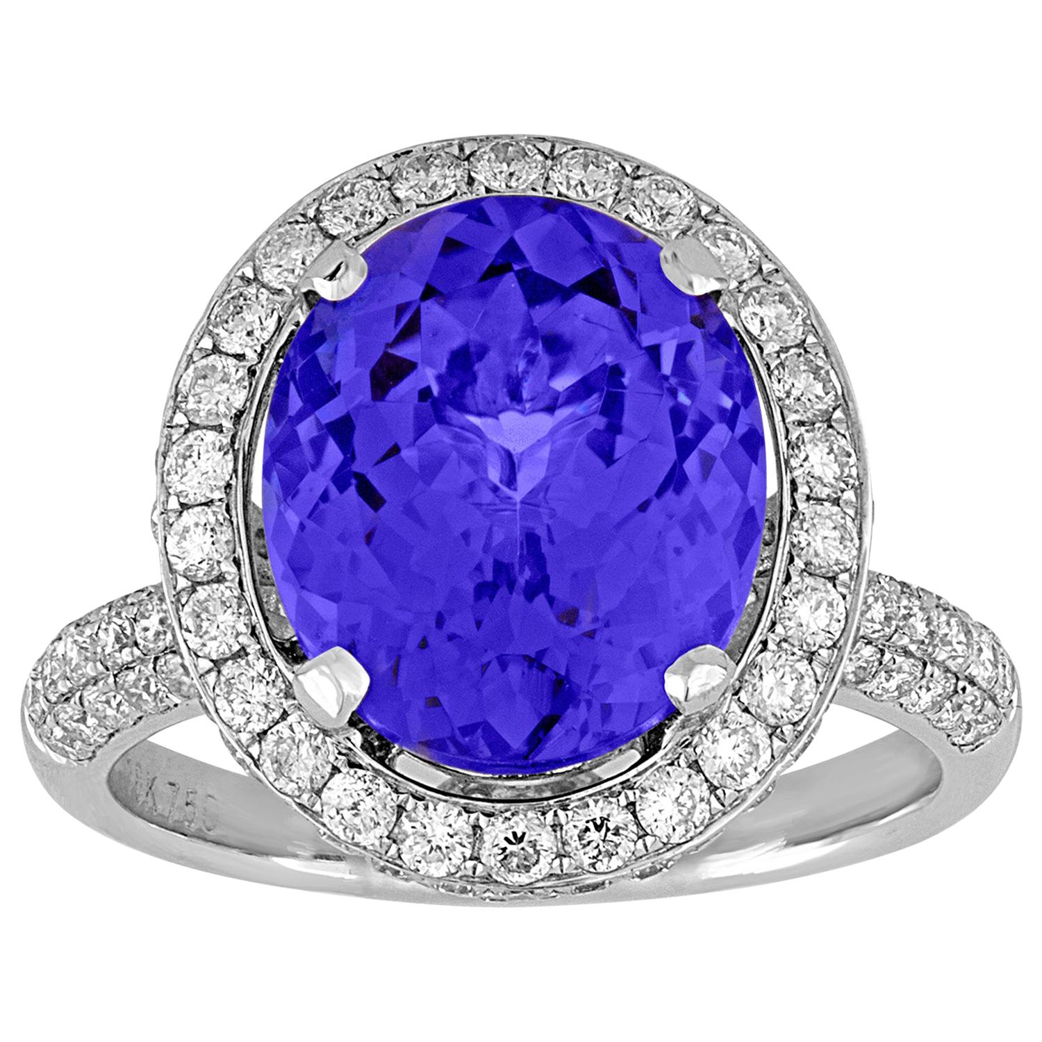 8.46 Carat Tanzanite Diamond Gold Ring at 1stDibs