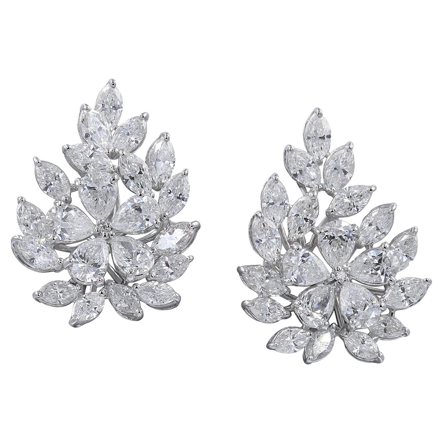 Spectra Fine Jewelry 5.88 Carat Fancy Shape Diamond Cluster Earrings at ...