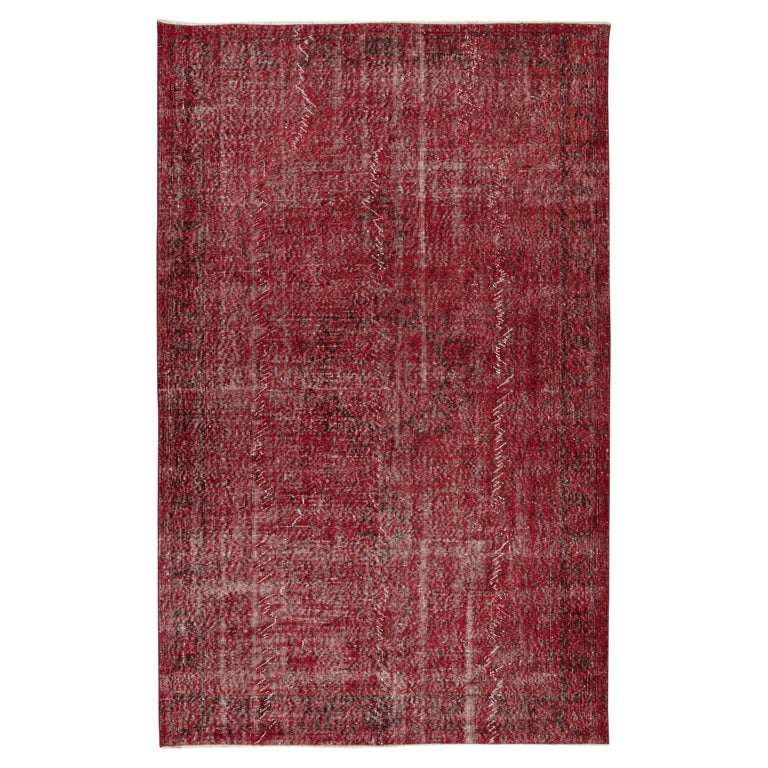 5.8x9 Ft Turkish Vintage Rug Overdyed in Burgundy Red, Great 4 Modern ...