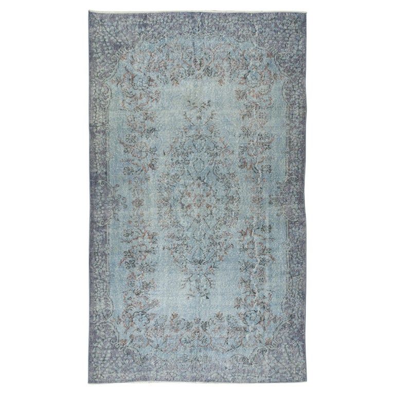 Vintage Medallion Design Handmade Rug, Light Blue Anatolian Carpet For ...