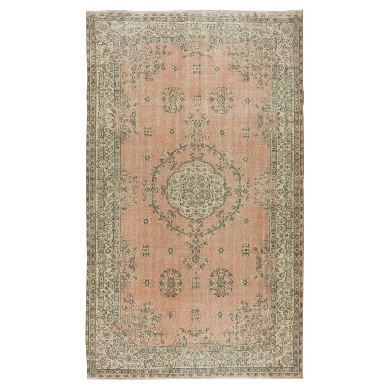 5.8x9.8 Ft Vintage Handmade Medallion Design Anatolian Rug in Red ...