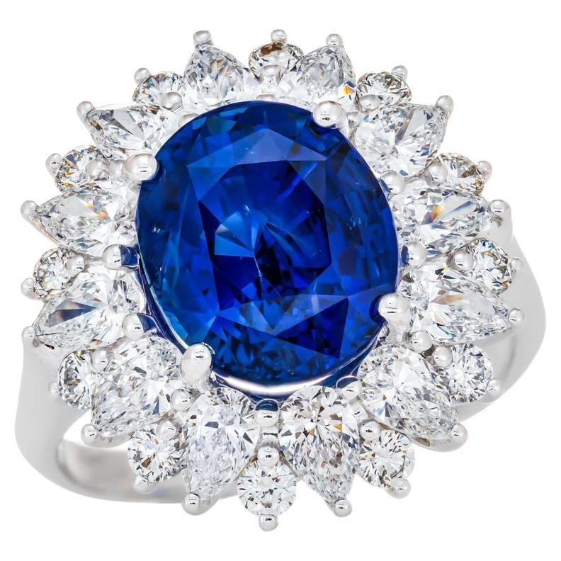 Garrard Platinum GRS 6.01 Carat Vivid Blue Oval Unheated Sapphire ...