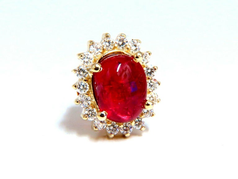 5.95 Carat Natural Raspberry Red Spinel Diamonds Earrings 14 Karat Gold ...