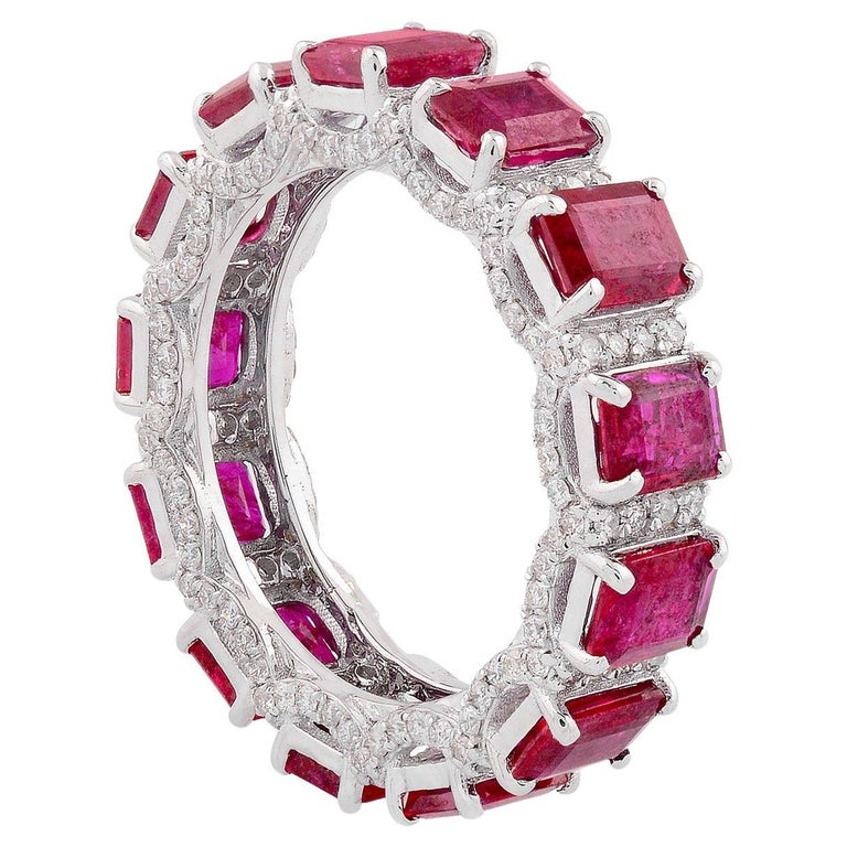 5.96 Carats Ruby Diamond 14 Karat Gold Eternity Ring For Sale at 1stDibs