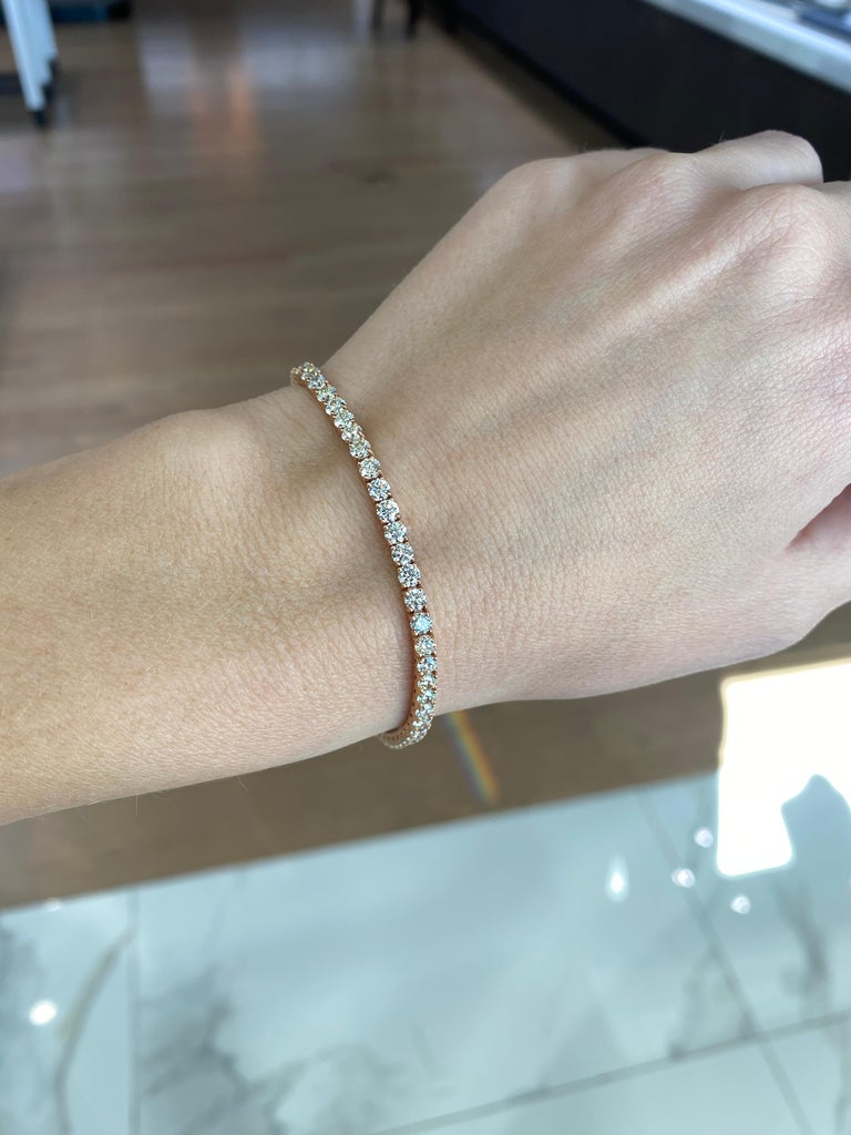 5 97 Carat Total Weight 14 Karat Rose Gold Diamond Tennis Bracelet For