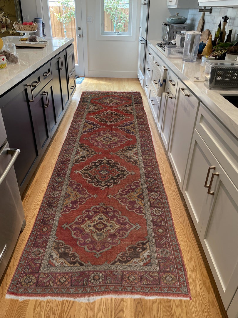 3.5x11.4 Ft Handmade Hallway Runner. Kitchen Rug. Corridor Rug. 1960s ...