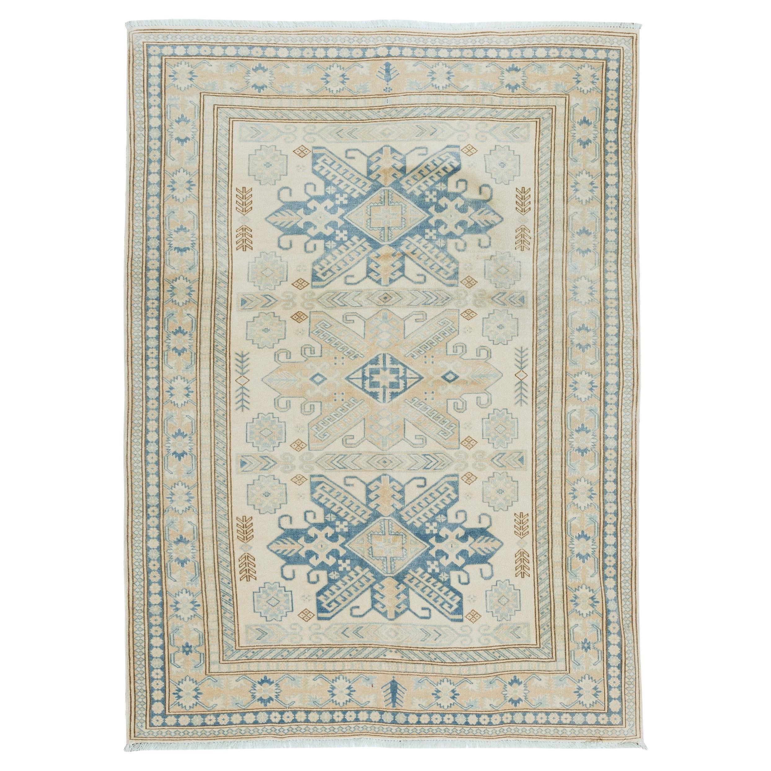 5.8x9.3 Ft Authentic Floral Pattern Mid-Century Hand Knotted Anatolian ...