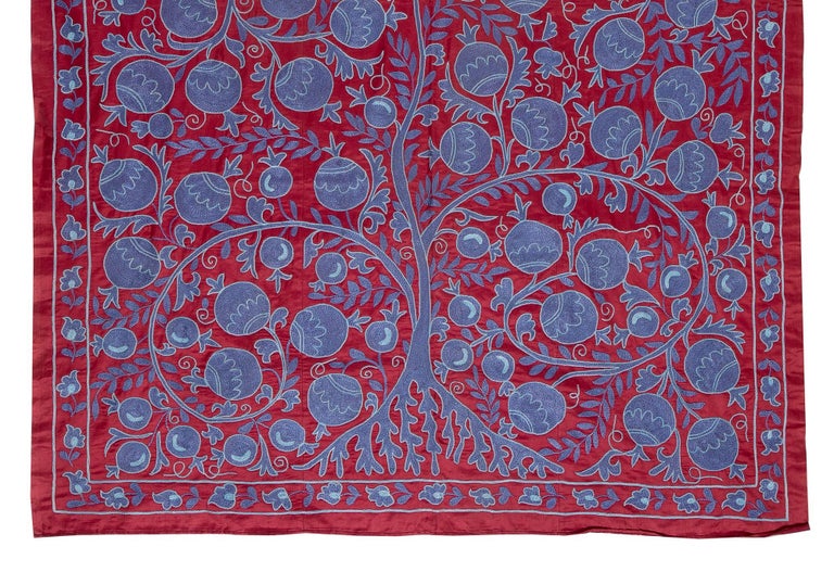 New Pomegranate Tree Design Suzani Textile, Embroidered Silk Wall ...