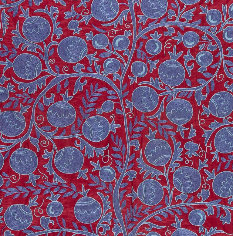 New Pomegranate Tree Design Suzani Textile, Embroidered Silk Wall ...