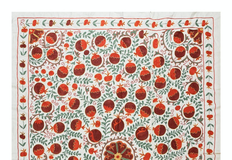 Silk Hand Embroidered Suzani Fabric Table Cover, New Uzbek Wall Hanging ...