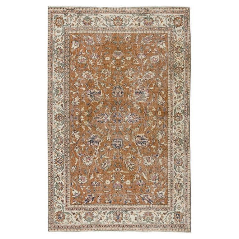 Vintage Handmade Floral Turkish Wool Area Rug for Living Room Decor For ...