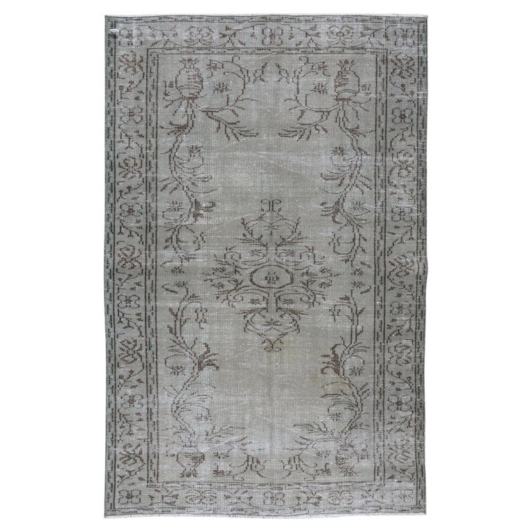 Mid-Century Handmade Turkish Area Rug Overdyed in Gray 4 Modern ...