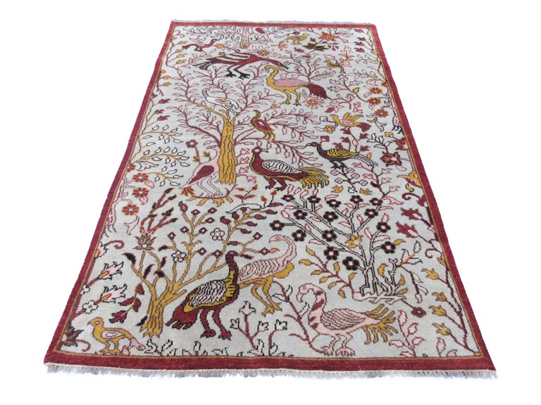 Silver Bird Design Rug For Sale at 1stDibs