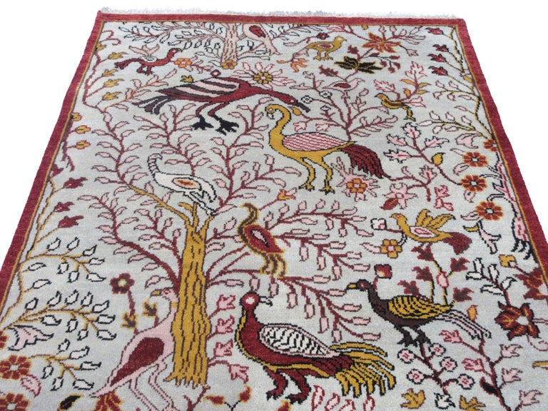 Silver Bird Design Rug For Sale at 1stDibs