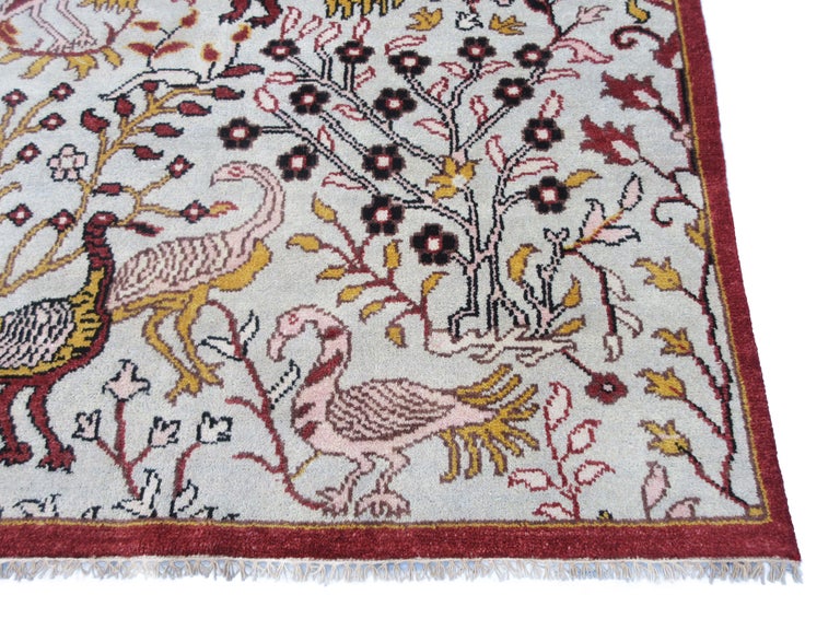 Silver Bird Design Rug For Sale at 1stDibs