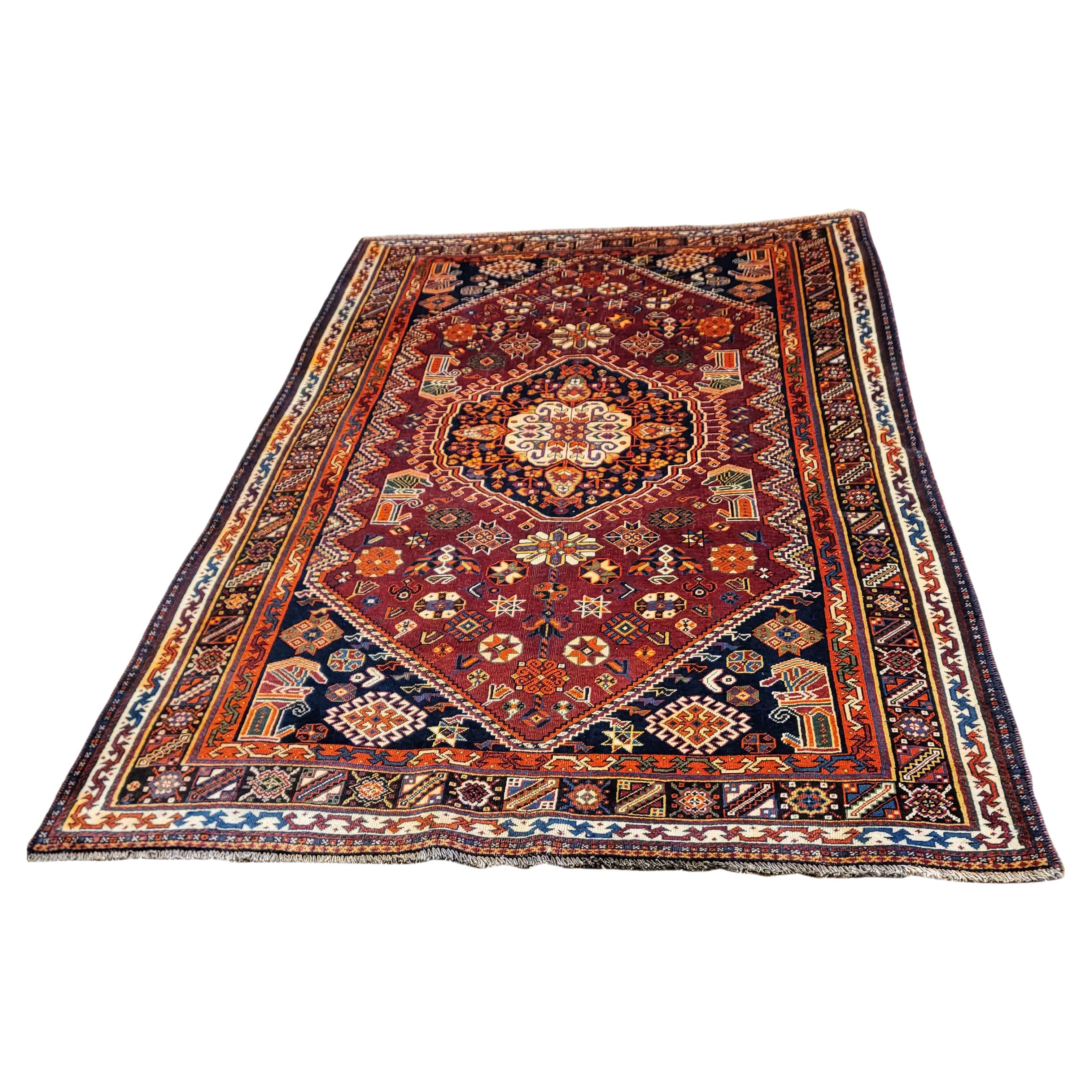 5'x8.5' Vintage Qashqai - Nomadic / Tribal Persian Rug For Sale at 1stDibs