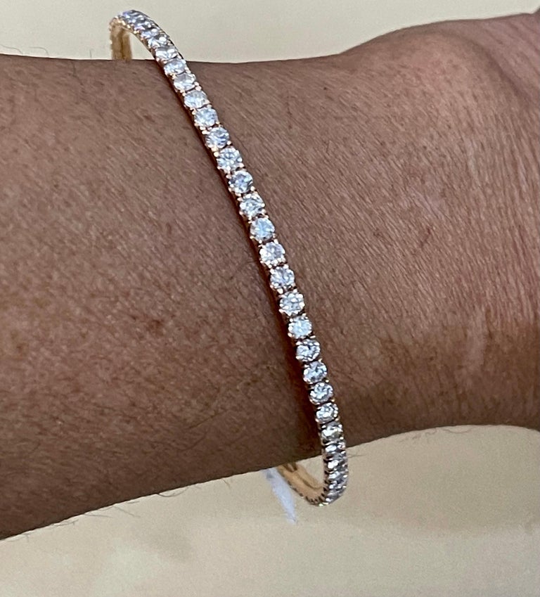 6-7 Pointer Each, 5 Carat Single Line Eternity 14 Karat Gold and ...