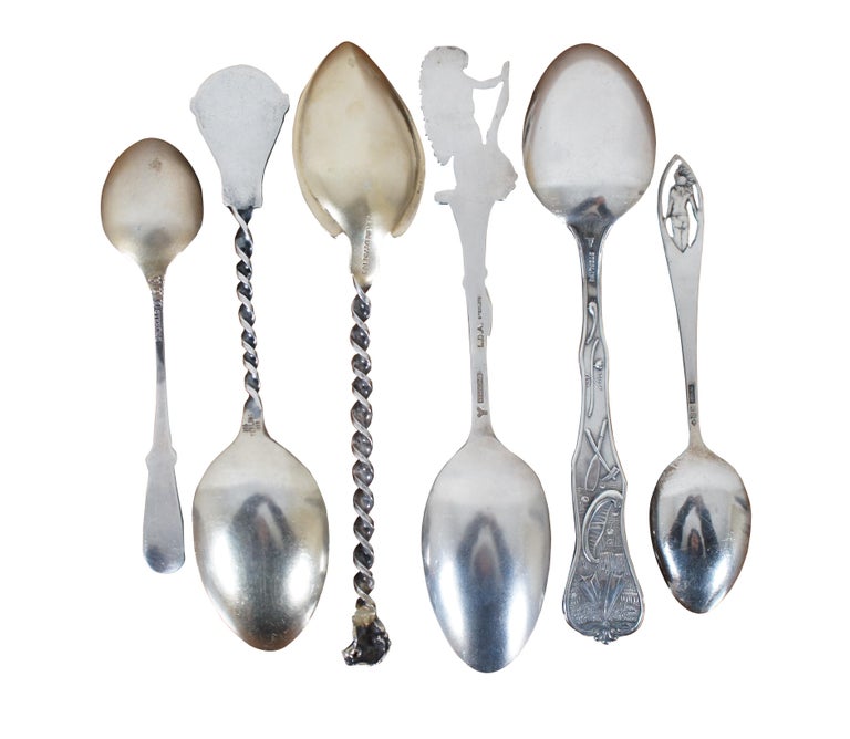 6 Antique Assorted Native American Sterling Silver Souvenir Spoons 93g ...