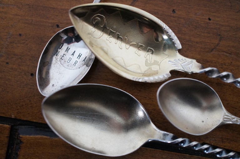 6 Antique Assorted Native American Sterling Silver Souvenir Spoons 93g ...