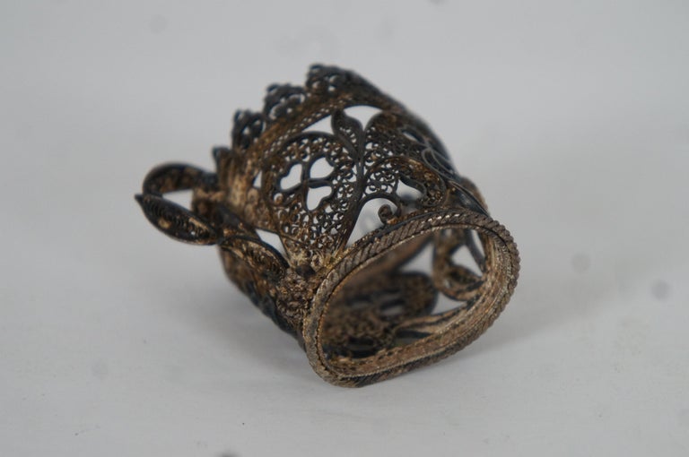 6 Antique Filigree Shot Glass Cordial Cup Ornate Overlay Clover ...