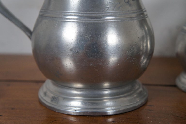 6 Antique Victorian Graduated Pewter Measures Cups Mugs Tankards For ...