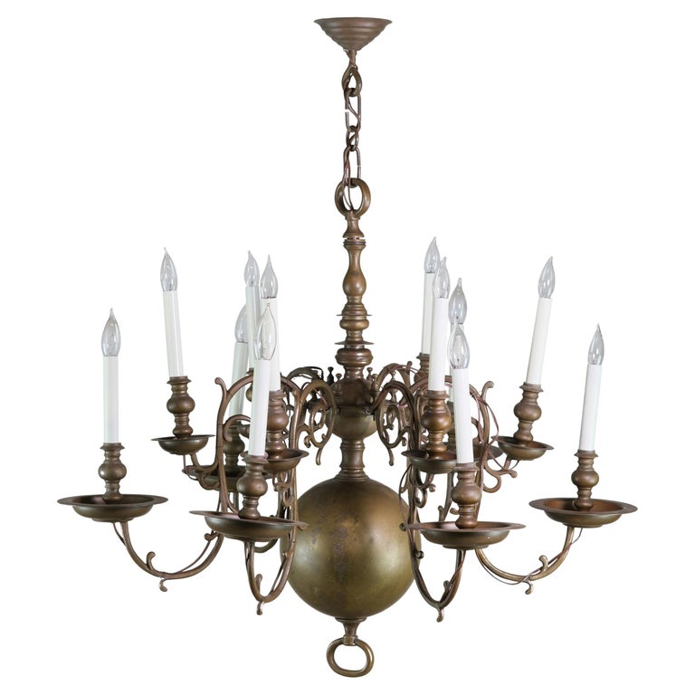 6 Arm Bronze Colonial Williamsburg Chandelier French Wired For Sale at ...